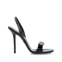 Versace Sandalen - Patent Calf Leather Sandals - Gr. 38 (EU) - in Schwarz - f&uuml;r Damen