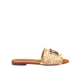 Dolce & Gabbana Dolce&Gabbana Sandalen - Raffia Slipper With Fringed Edges - Gr. 37,5 (EU) - in Braun - f&uuml;r Damen