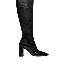 Courr&egrave;ges Courr&egrave;ges Stiefel - Pointed Toe Black Boots With Glossy Finish - Gr. 36 (EU) - in Schwarz - f&uuml;r Damen