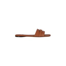 Salvatore Ferragamo Sandalen - Brown Calf Leather Slip-On Gancini Sandals - Gr. 10 - in Braun - f&uuml;r Damen
