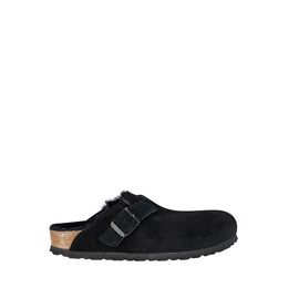 Birkenstock Slipper & Pantoletten - Slide Boston Shearling With Adjustable Buckle - Gr. 37 (EU) - in Schwarz - f&uuml;r Damen