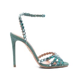 Aquazzura Sandalen - High-Heeled Sandals With Reflective Embellishments - Gr. 38 (EU) - in Gr&uuml;n - f&uuml;r Damen