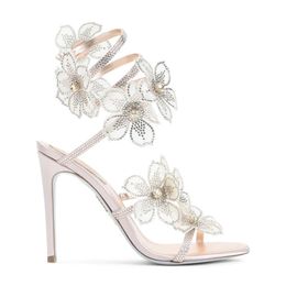 Rene Caovilla Ren&eacute; Caovilla Sandalen - Leather Peach Flower Sandals - Gr. 38,5 (EU) - in Beige - f&uuml;r Damen