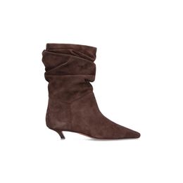 Amina Muaddi Stiefel - Ruched Dark Brown Suede Ankle Boots - Gr. 37 (EU) - in Braun - f&uuml;r Damen