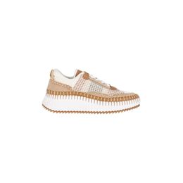 Chlo&eacute; Chlo&eacute; Low-Top Sneaker - Beige Fabric Platform Sneakers With Suede Accents - Gr. 38 (EU) - in Beige - f&uuml;r Damen