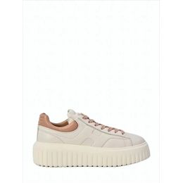 Hogan Low-Top Sneaker - Ivory Leather Lace-Up H-Stripes H Shoes - Gr. 35 (EU) - in Beige - f&uuml;r Damen