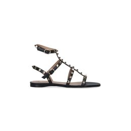 Valentino Garavani Sandalen - "Rockstud" Sandals &ndash; Black - Gr. 37,5 (EU) - in Beige - f&uuml;r Damen