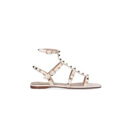 Valentino Garavani Sandalen - "Rockstud" Sandals, In Cream Calfskin - Gr. 37 (EU) - in Beige - f&uuml;r Damen