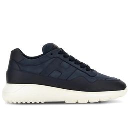 Hogan Low-Top Sneaker - Blue Leather Low-Top Sneakers With Textured Sole - Gr. 10 - in Schwarz - f&uuml;r Damen