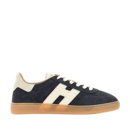 Hogan Low-Top Sneaker - Navy Blue Calfskin Sneakers With Contrasting Logo - Gr. 6_5 - in Beige - f&uuml;r Damen