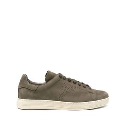Tom Ford Low-Top Sneaker - Green Suede Sneakers With Perforated Logo Detailin - Gr. 42,5 (EU) - in Grau - f&uuml;r Damen