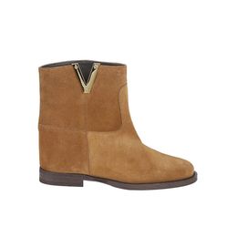 Via Roma 15 Stiefel - Calfskin Ankle Boots With Gold-Tone Plaque - Gr. 40 (EU) - in Braun - f&uuml;r Damen