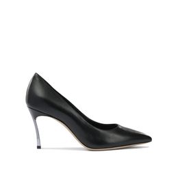 Casadei Hohe Schuhe - Tapered Black Leather Pumps - Gr. 37,5 (EU) - in Schwarz - f&uuml;r Damen
