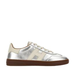 Hogan Low-Top Sneaker - Contemporary Lace-Up Sneakers With Metallic Silver - Gr. 36,5 (EU) - in Wei&szlig; - f&uuml;r Damen