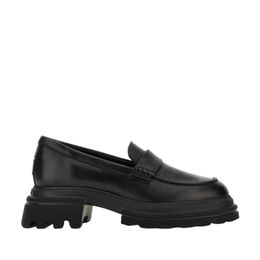 Hogan Luxe Black Calfskin Loafers With Refined Details - Gr. 36,5 (EU) - in Schwarz