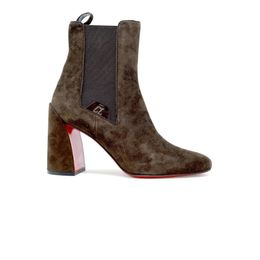 Christian Louboutin Stiefel - Brown Suede Leather Turelastic 85 Ankle Boots - Gr. 39 (EU) - in Schwarz - f&uuml;r Damen