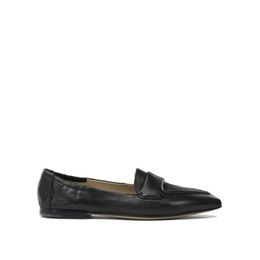 Pointed Toe Black Calf Leather Loafers - Gr. 38 (EU) - in Schwarz