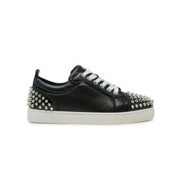 Christian Louboutin Low-Top Sneaker - 1250302 B601 Louise Junior Spikes Black Nappa Snea - Gr. 37 (EU) - in Schwarz - f&uuml;r Damen