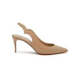 Christian Louboutin Hohe Schuhe - Nude Patent Hot Sling 70 Pumps - Gr. 40 (EU) - in Beige - f&uuml;r Damen