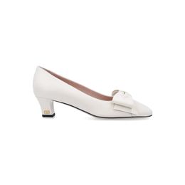 Valentino Garavani Hohe Schuhe - Laminated Kidskin Pump With Bow Detail - Gr. 38,5 (EU) - in Wei&szlig; - f&uuml;r Damen