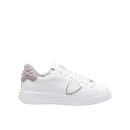Philippe Model Low-Top Sneaker - Temple Leather Sneakers With Applied Stones - Gr. 37 (EU) - in Wei&szlig; - f&uuml;r Damen