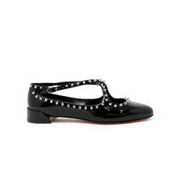 Christian Louboutin Black Patent Leather Pilouta Jane Spikes Flat Ball - Gr. 36 (EU) - in Schwarz