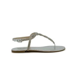 Ninalilou Sandalen - 351172Fr/2 Silver Nappa Flat Sandal - Gr. 38 (EU) - in Grau - f&uuml;r Damen