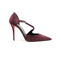 Christian Louboutin Hohe Schuhe - 3250637 R839 Bordeaux Suede Miss Ziggyta Pumps - Gr. 39 (EU) - in Rot - f&uuml;r Damen