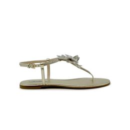 Ninalilou Sandalen - 351171Fr/3 Platinum Nappa Flat Sandal - Gr. 38,5 (EU) - in Grau - f&uuml;r Damen