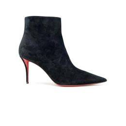 Christian Louboutin Stiefel - 3240745 Bk01 Black Suede Leather Apostropha 80 Boo - Gr. 37,5 (EU) - in Schwarz - f&uuml;r Damen
