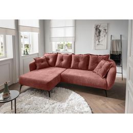 Home Affaire Ecksofa &raquo;Baggio Stellma&szlig;e 277/162 cm, modern & elegant, hoher Fu&szlig;&laquo; L-Form, schwarze Metallf&uuml;&szlig;e 100% Polyester