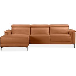 OTTO home Ecksofa &raquo;LUND, L-Form, 261cm, man. o. elektr. Relaxfunktion (mit USB-A)&laquo; und Kopfteilverstellung braun Echtleder 100% Echtleder;Kunstleder 