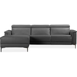 OTTO home Ecksofa &raquo;LUND, L-Form, 261cm, man. o. elektr. Relaxfunktion (mit USB-A)&laquo; und Kopfteilverstellung grau Echtleder 100% Echtleder;Kunstleder 