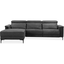 OTTO home Ecksofa &raquo;LUND, L-Form, 261cm, man. o. elektr. Relaxfunktion (mit USB-A)&laquo; und Kopfteilverstellung grau Webstoff 100% Polyester