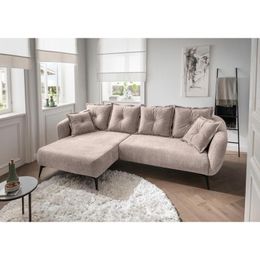 Home Affaire Ecksofa &raquo;Baggio Stellma&szlig;e 277/162 cm, modern & elegant, hoher Fu&szlig;&laquo; L-Form, schwarze Metallf&uuml;&szlig;e 100% Polyester