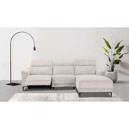 OTTO home Ecksofa &raquo;LUND Cord, L-Form, 261 cm, man. o. elektr. Relaxfunktion (mit USB-A)&laquo; USB-C bei elektrischer Variante und Kopfteilverstellung beige