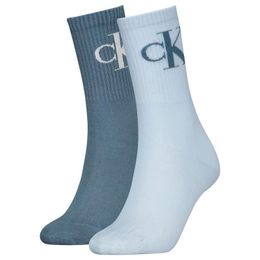 Calvin Klein Jeans Damen Socken &raquo;CKJ WOMEN SOCK MONOGRAM&laquo; 2 Paar, 2 Stk. tlg. mit extra breitem B&uuml;ndchen, Cotton-Mix, elastisch blau 35-38