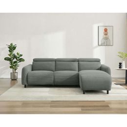 OTTO home Ecksofa &raquo;SKAANE in Cord, L-Form, 274 cm, manuelle u. elektrische Relaxfunktion,&laquo; rundes Design, Kopfteilverstellung, Federkernpolsterung 