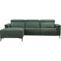 OTTO home Ecksofa &raquo;LUND, L-Form, 261cm, man. o. elektr. Relaxfunktion (mit USB-A)&laquo; und Kopfteilverstellung gr&uuml;n Webstoff 100% Polyester