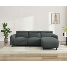 OTTO home Ecksofa &raquo;SKAANE in Cord, L-Form, 274 cm, manuelle u. elektrische Relaxfunktion,&laquo; rundes Design, Kopfteilverstellung, Federkernpolsterung 