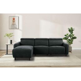 OTTO home Ecksofa &raquo;SKAANE Struktur, L-Form, 274 cm, manuelle/elektrische Relaxfunktion,&laquo; rundes Design, Kopfteilverstellung, Federkernpolsterung grau 