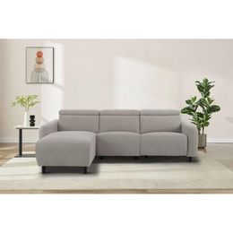 OTTO home Ecksofa &raquo;SKAANE Struktur, L-Form, 274 cm, manuelle/elektrische Relaxfunktion,&laquo; rundes Design, Kopfteilverstellung, Federkernpolsterung grau 