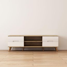 OTTO home TV-Board &raquo;Lund&laquo; gl&auml;nzende Fronten, Kabeldurchf&uuml;hrung, helles Holzdekor, Breite 160 cm ABS-Kunststoff, FSC -zertifizierter Holzwerkstoff, MDF