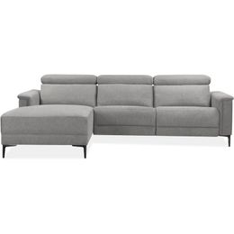 OTTO home Ecksofa &raquo;LUND, L-Form, 261cm, man. o. elektr. Relaxfunktion (mit USB-A)&laquo; und Kopfteilverstellung grau Webstoff 100% Polyester