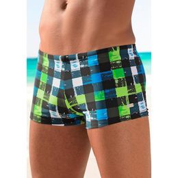 Buffalo Herren Boxer-Badehose in trendiger Karo-Optik schwarz 4, N-Gr