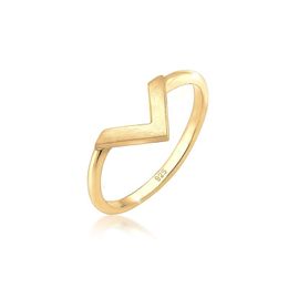Elli Damen Fingerring &raquo;V-Form Matt Basic 925 Silber&laquo; gold