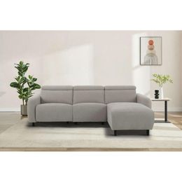 OTTO home Ecksofa &raquo;SKAANE Struktur, L-Form, 274 cm, manuelle/elektrische Relaxfunktion,&laquo; rundes Design, Kopfteilverstellung, Federkernpolsterung grau 