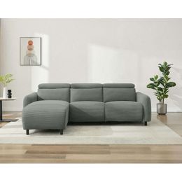 OTTO home Ecksofa &raquo;SKAANE in Cord, L-Form, 274 cm, manuelle u. elektrische Relaxfunktion,&laquo; rundes Design, Kopfteilverstellung, Federkernpolsterung 