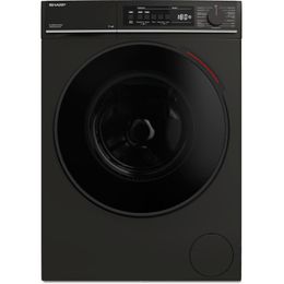Sharp Waschmaschine Mid Class &raquo;ES-WNFB214CMDA-DE&laquo; 12 kg 1400 U/min 12kg / +WIFI / A-20% / black Doorring+knob/Steam/ Mat Black schwarz Steuerung &uuml;ber 