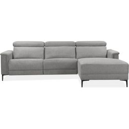 OTTO home Ecksofa &raquo;LUND, L-Form, 261cm, man. o. elektr. Relaxfunktion (mit USB-A)&laquo; und Kopfteilverstellung grau Webstoff 100% Polyester